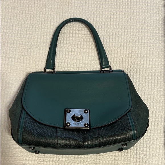 Coach | Bags | Coach Drifter 286 Teal Green Snakeskin Top Handle ...